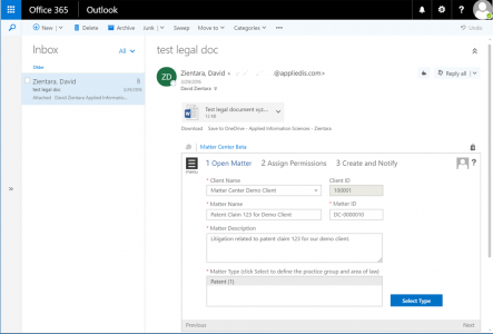 Matter Center on the Office 365 Platform - Applied Information Sciences