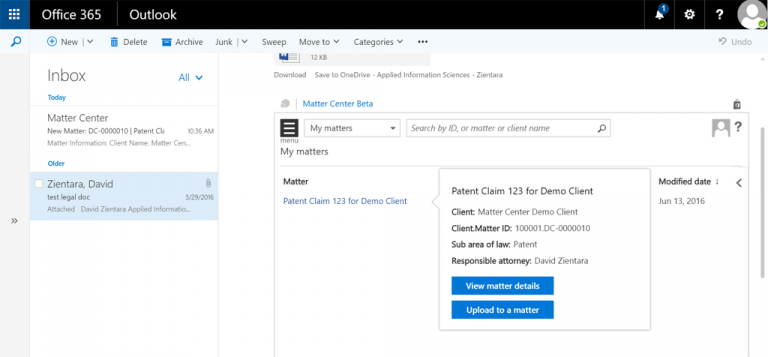 Matter Center on the Office 365 Platform - Applied Information Sciences